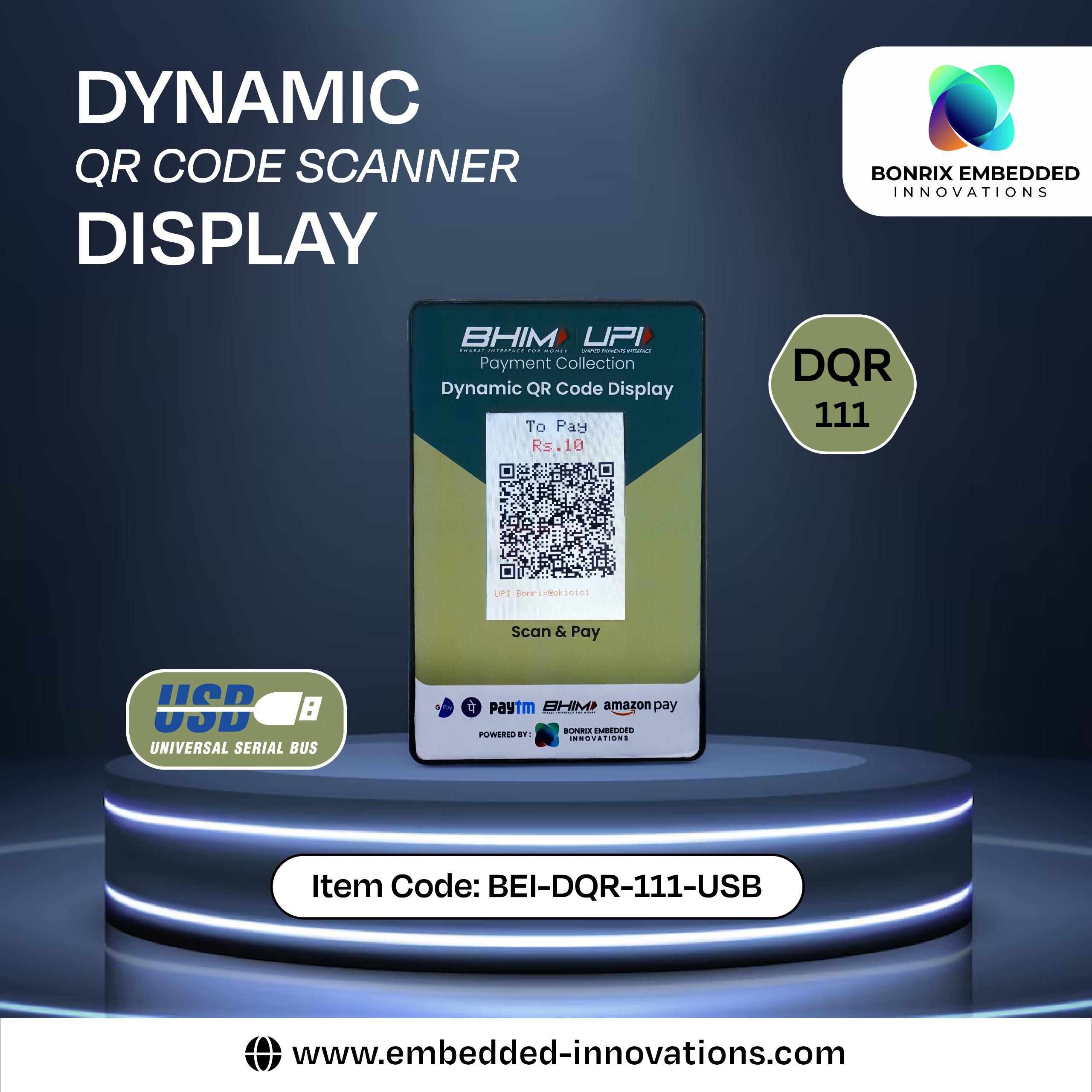 Dynamic QR Code Display with Transparent Acrylic Stand-Bonrix Embedded ...