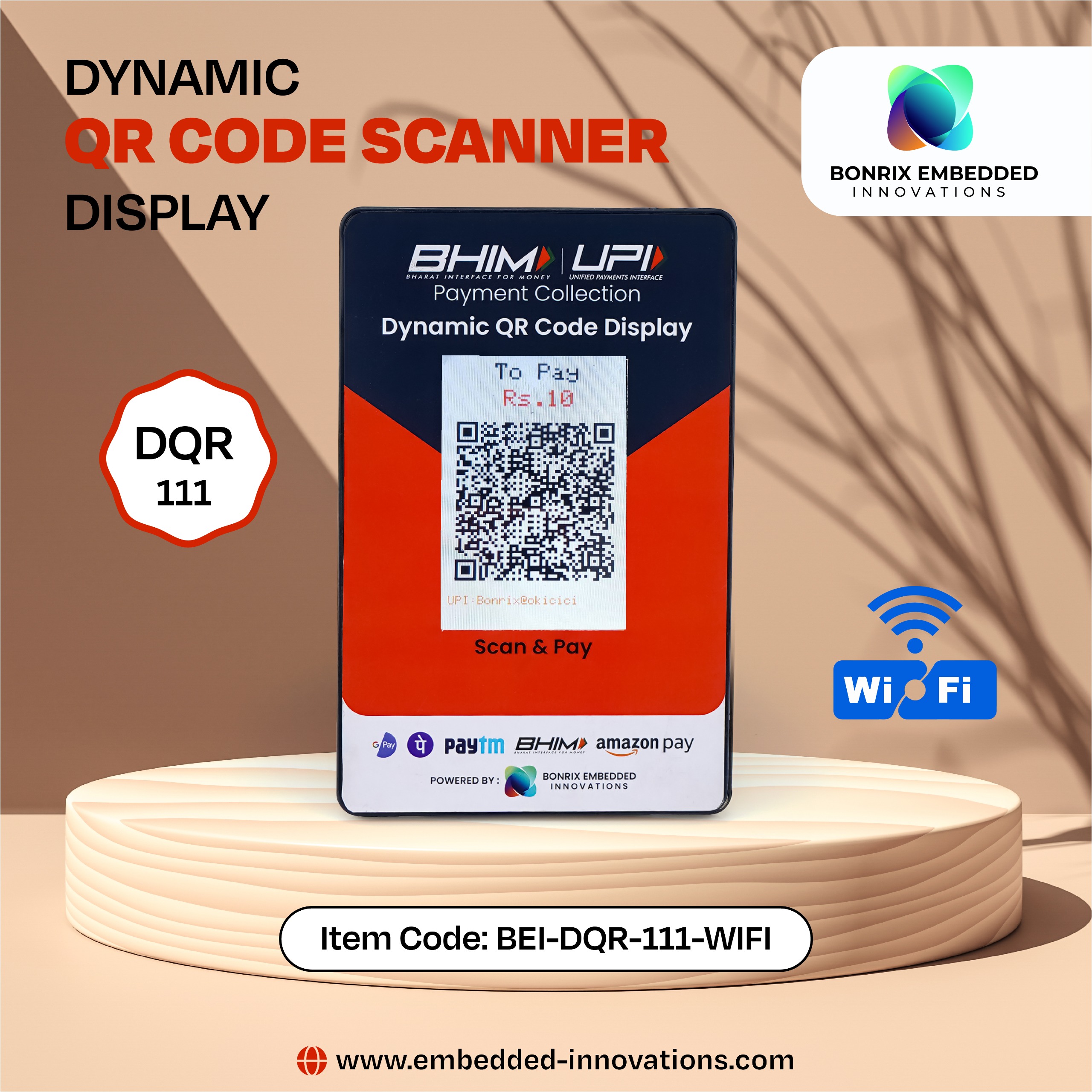 Dynamic QR Code Display with Transparent Acrylic Stand-Bonrix Embedded ...